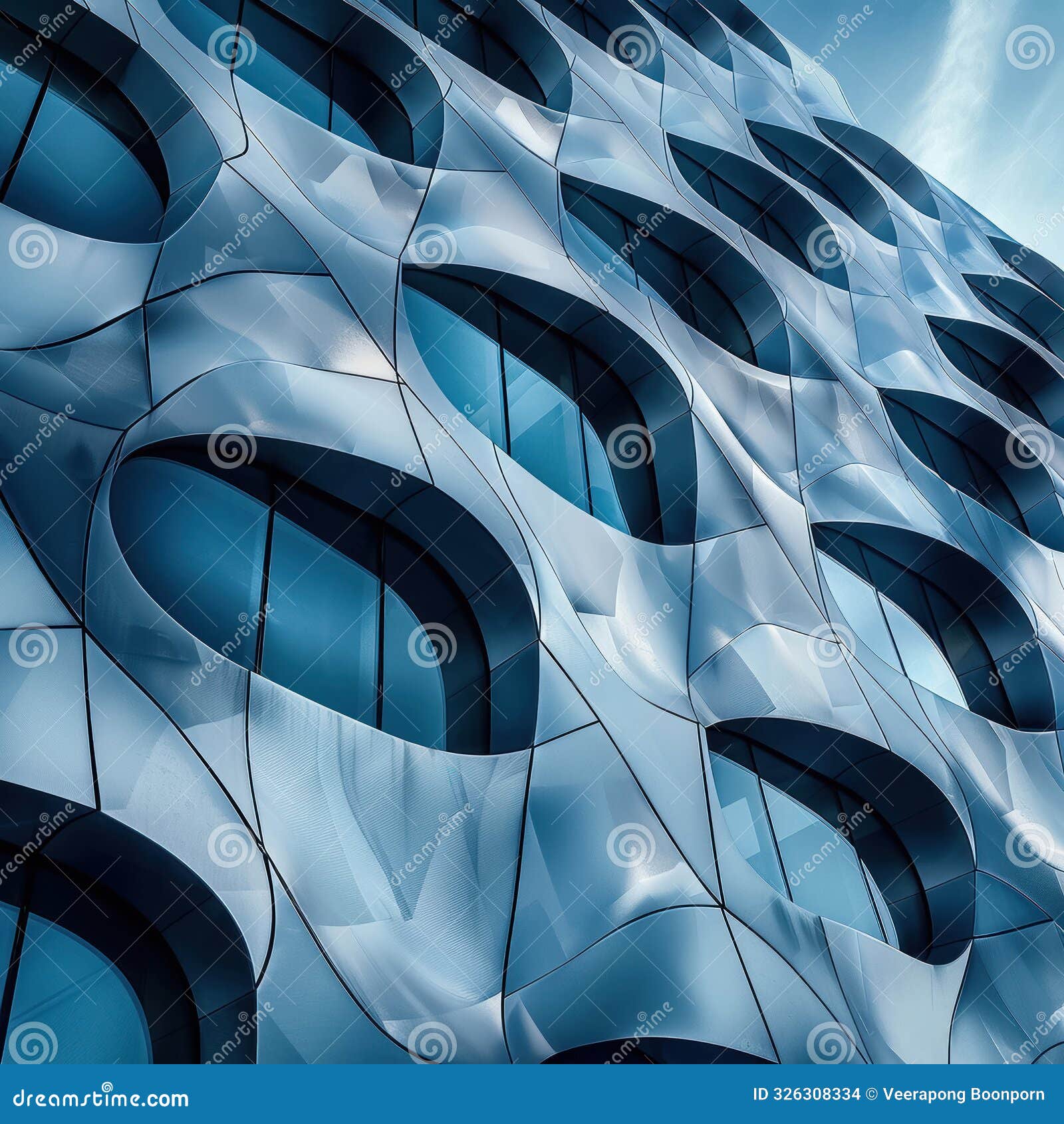 Close-up on the Futuristic Texture of a High-rise Building ...