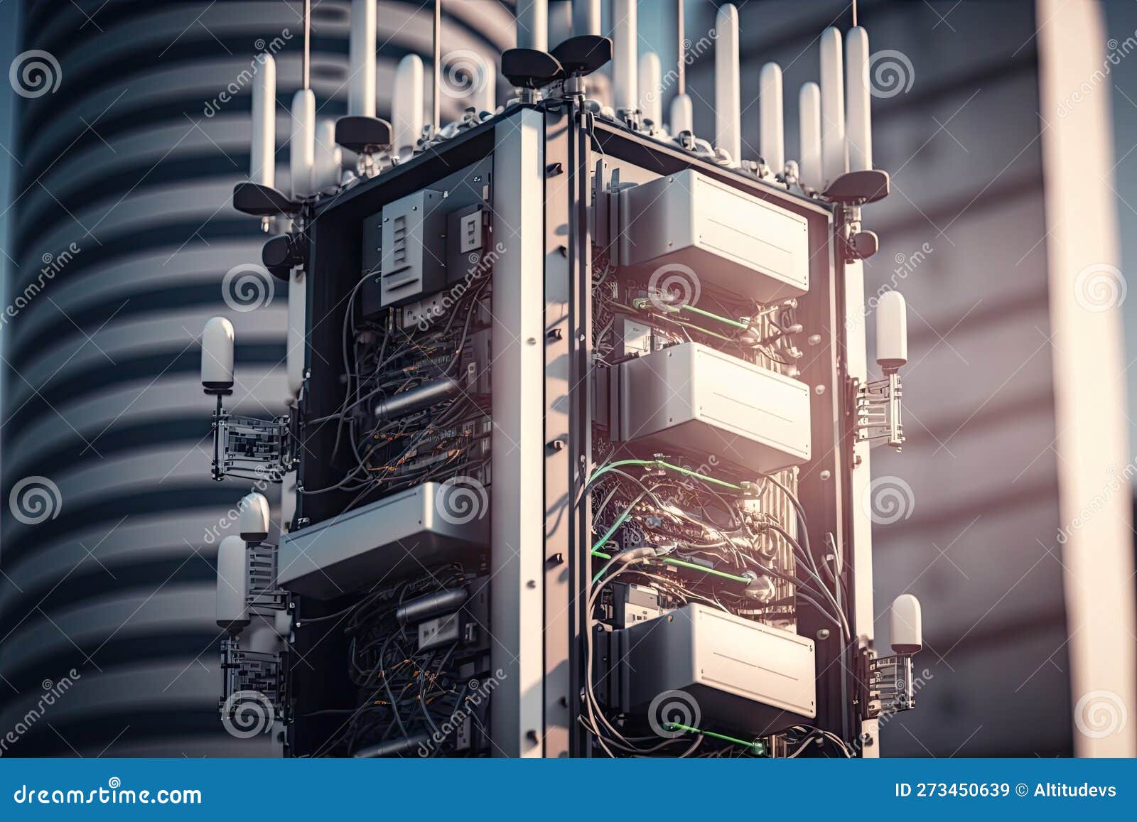Close-up of 5g Network Tower, with Cables and Antennas in View Stock ...