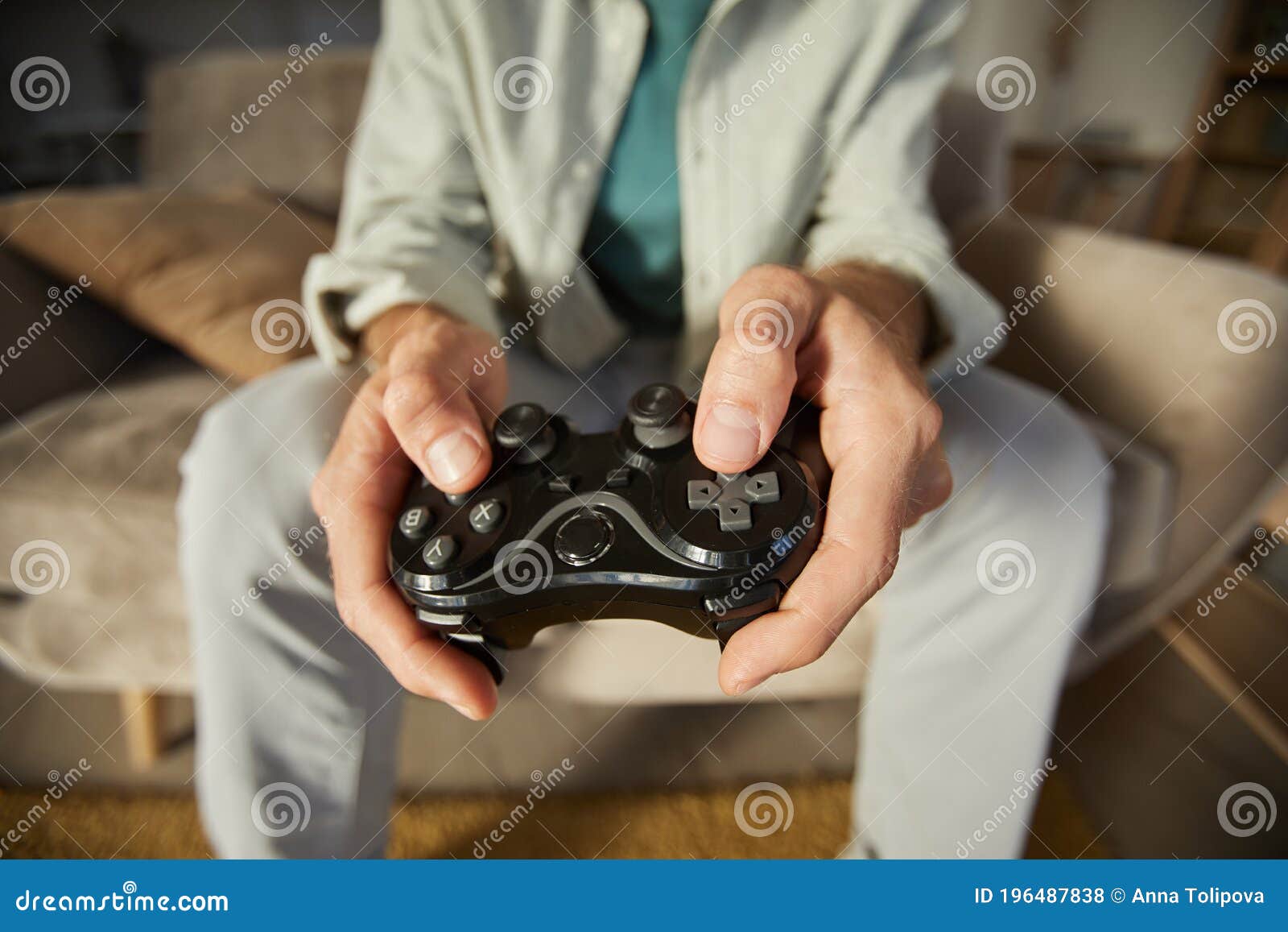 Man using joystick in game stock photo. Image of adult - 196487838