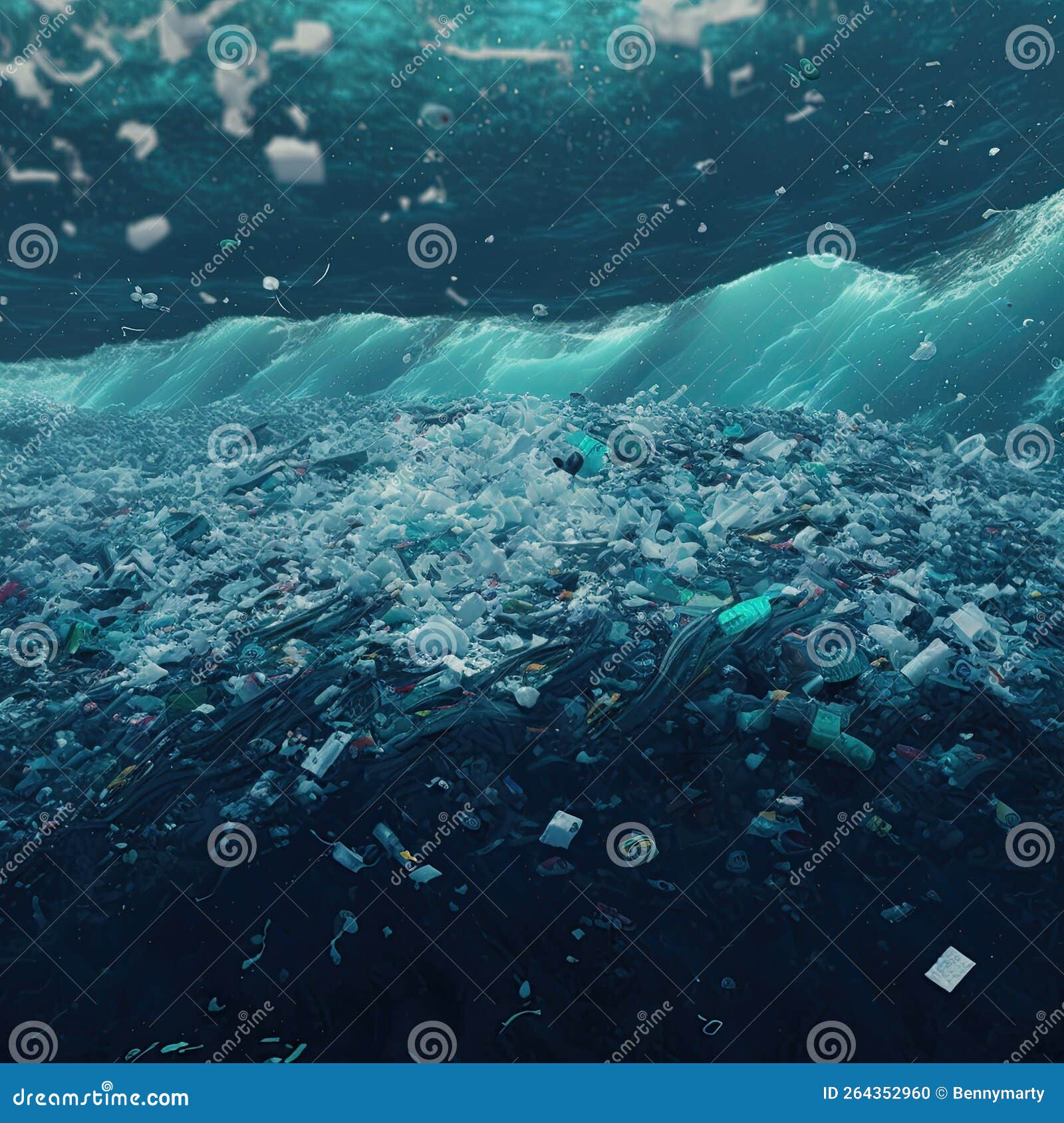 Garbage Patch in the sea stock illustration. Illustration of island ...