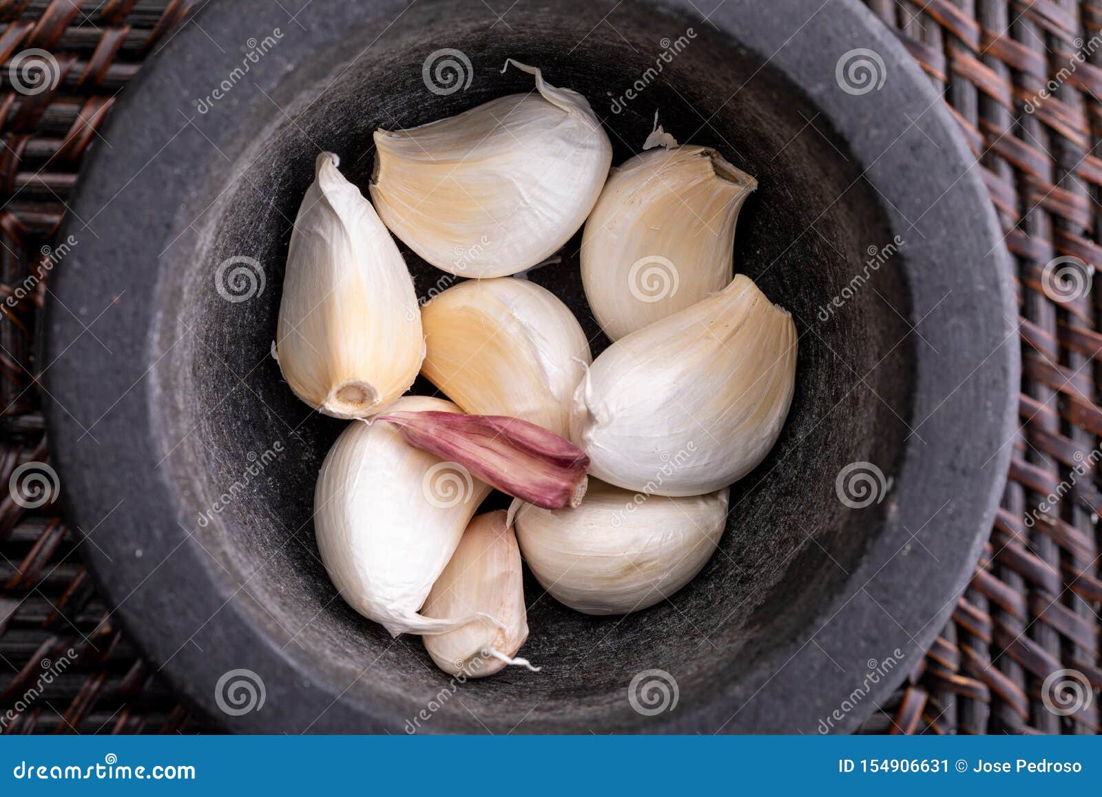 Close-up with Garlic. in Stone Mortar Stock Image - Image of pretty ...