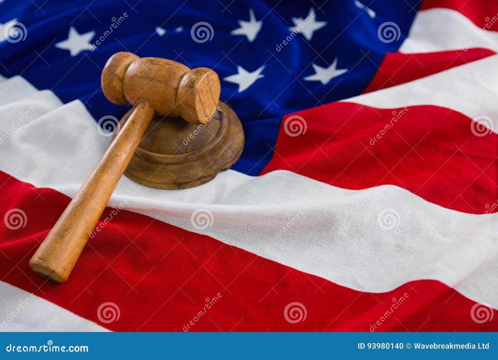 Close-up of Gavel on American Flag Stock Photo - Image of authority ...