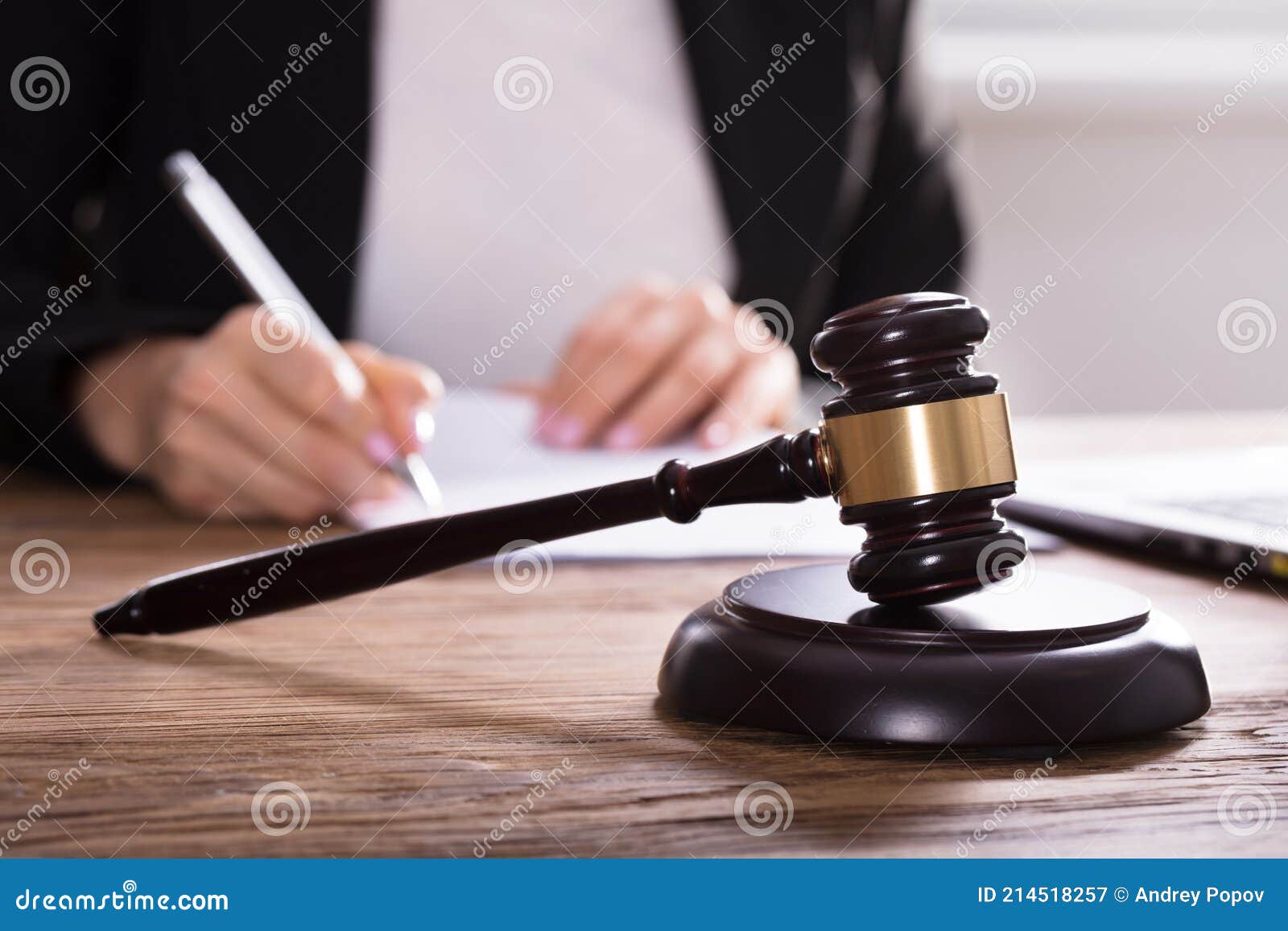 Close-up of Gavel on Wooden Desk Stock Image - Image of order, jury ...