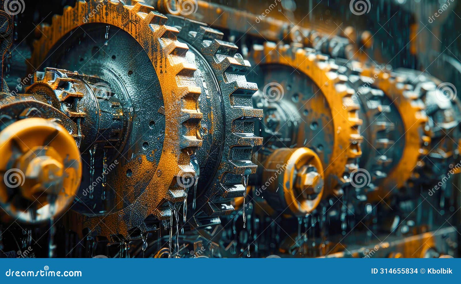 Close-up of Gear Wheels on a Conveyor Belt. Industrial Background Stock ...