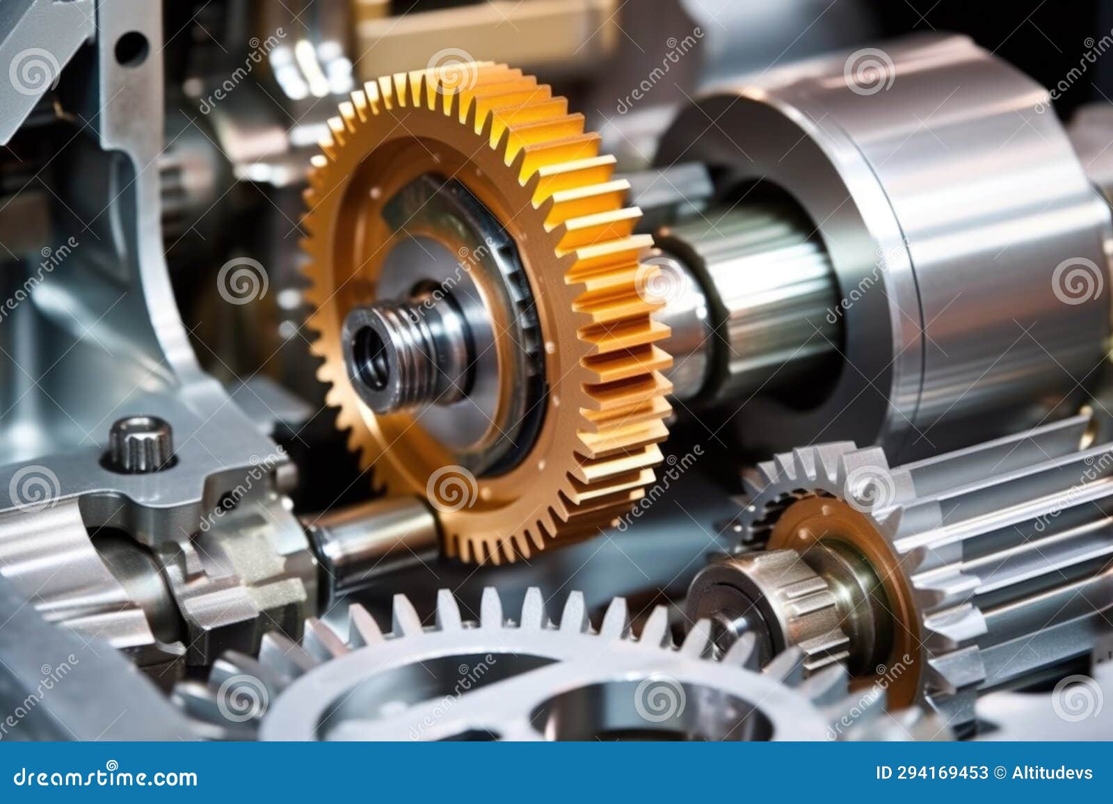 Close-up of the Gears and Components Inside a Printer Stock ...