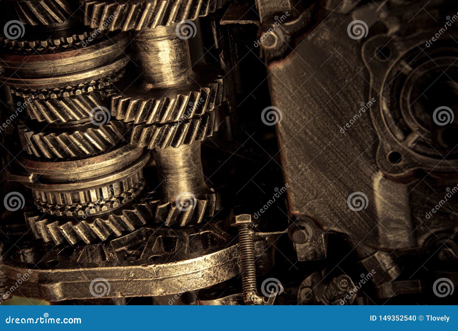 Close-up gears of engine stock photo. Image of metal - 149352540