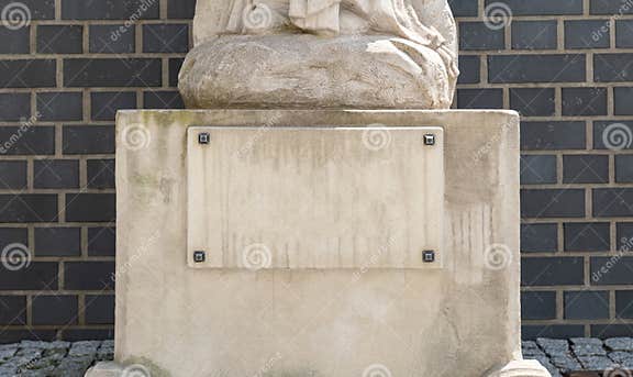 Close-up of a Generic Stone Monument Base with Blank Empty Plaque, Aged ...