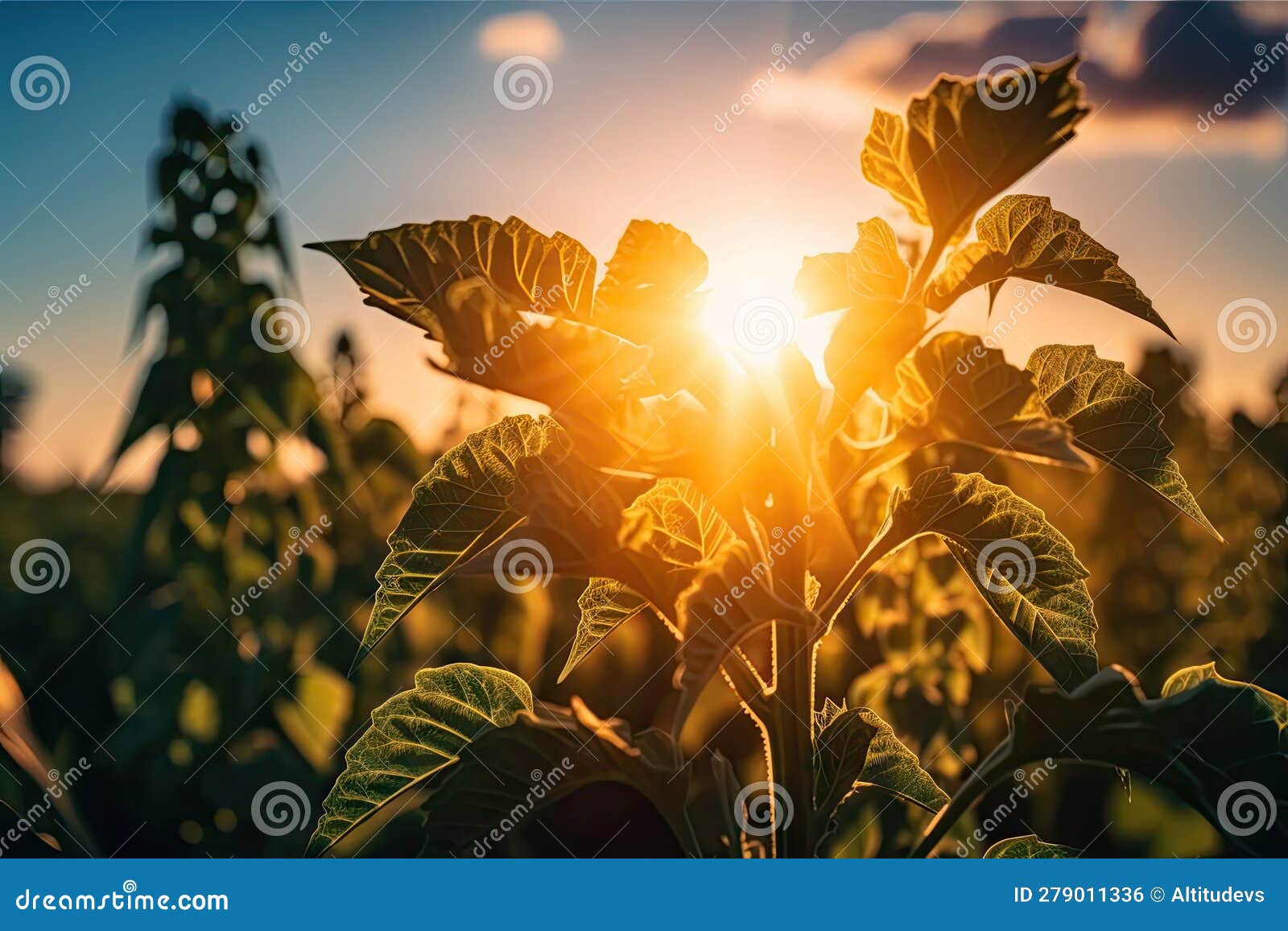 Close-up of Genetically Modified Crops, with the Sun Shining Behind ...