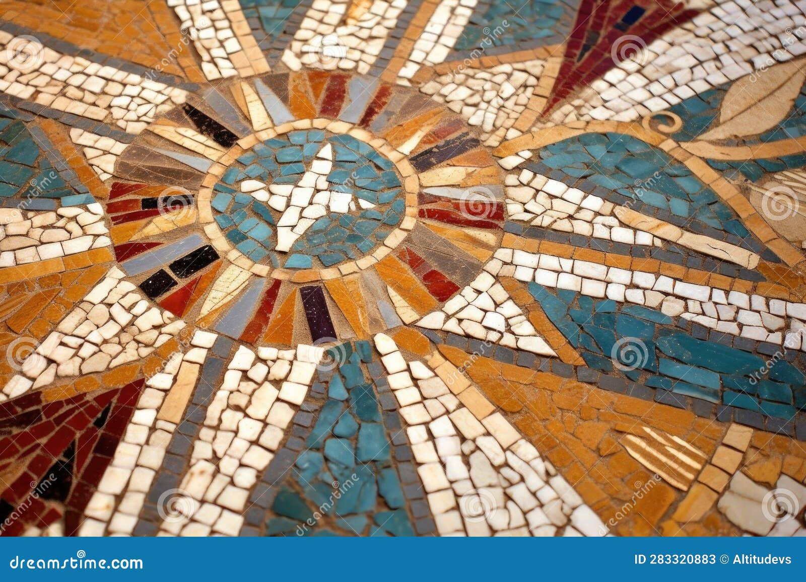 Close-up of Geometric Designs in Roman Mosaic Stock Illustration ...