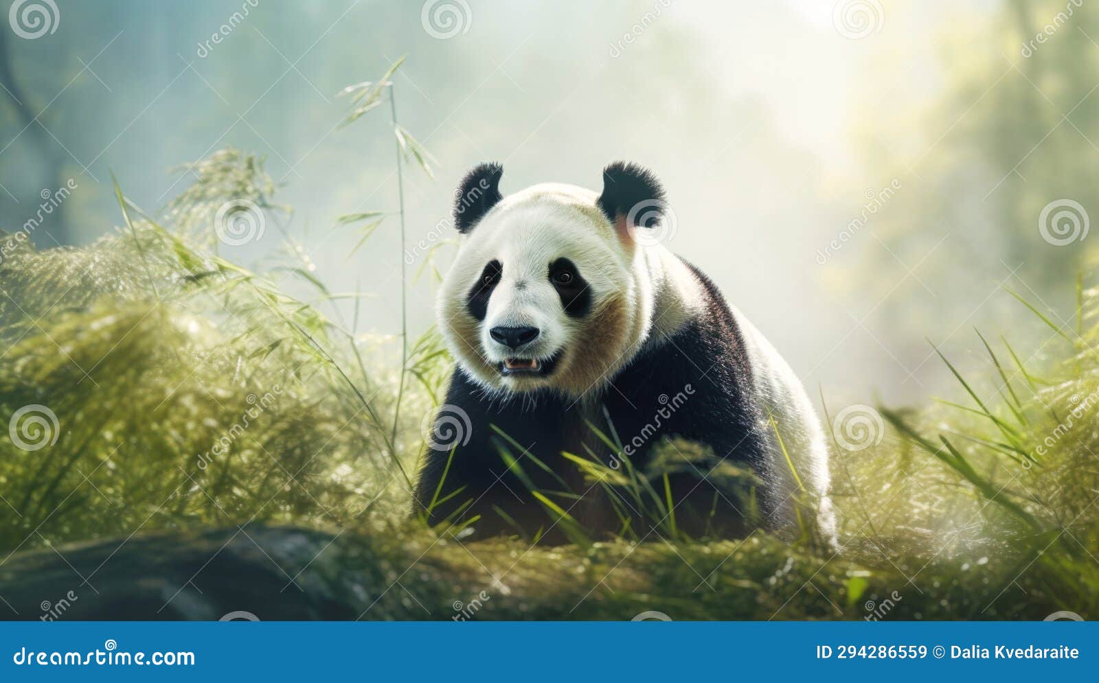 Close Up of a Giant Panda in a Forest Stock Illustration - Illustration ...