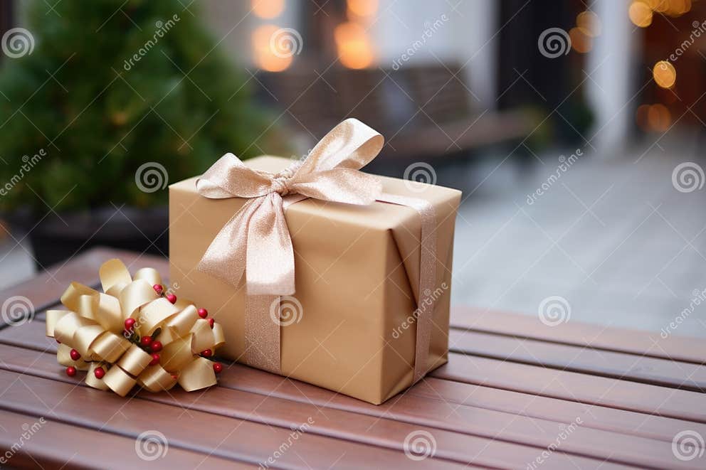 Close-up of a Gift Box on a Home Doorstep Stock Image - Image of ...