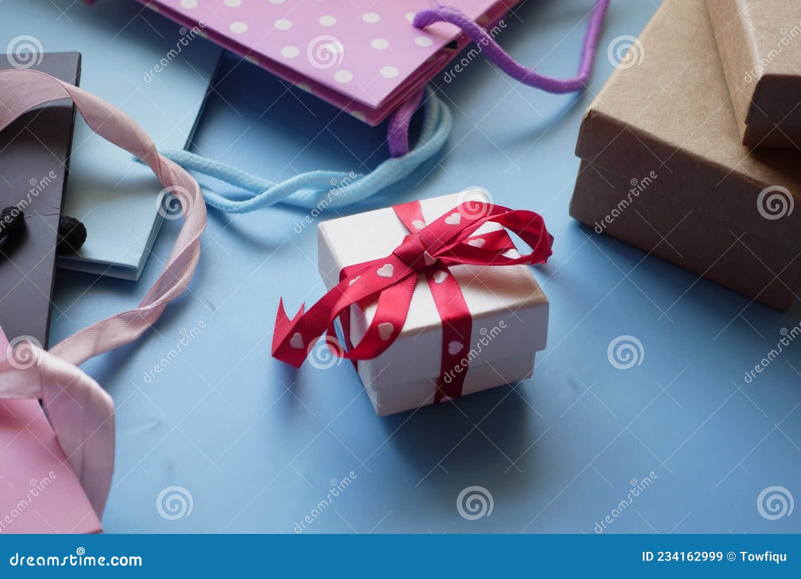 Close Up of Homemade Gift Box on Table Stock Image - Image of shape ...