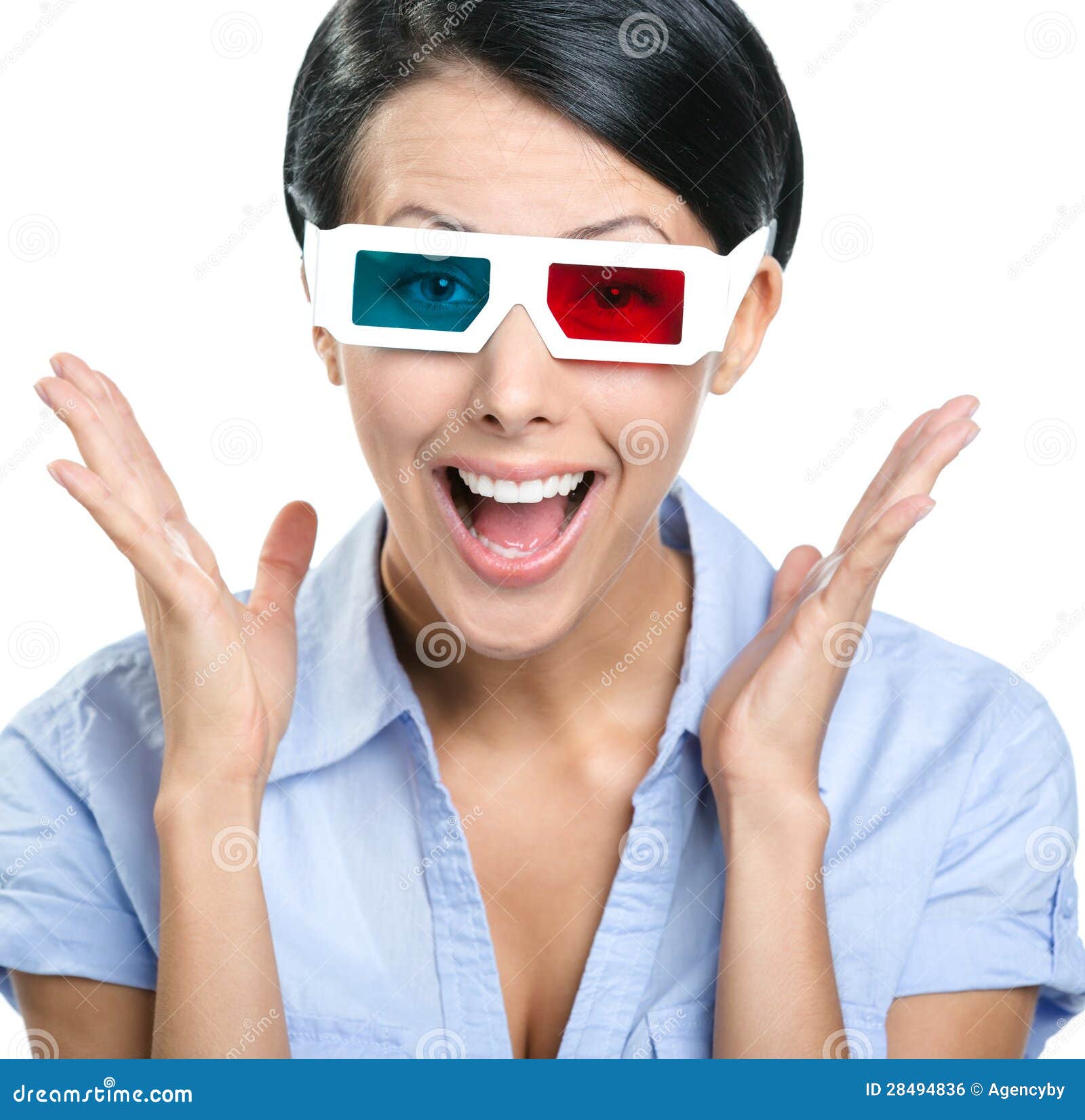 Close-up of Girl in 3D Spectacles Stock Photo - Image of happiness ...