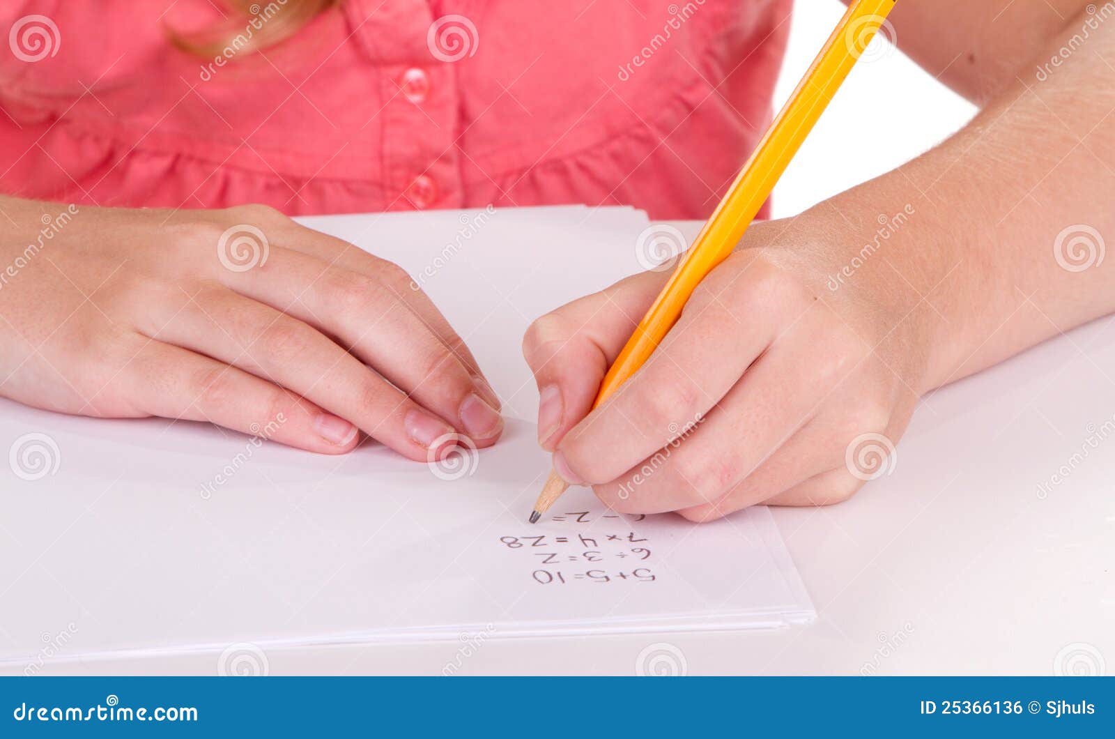 Close-up of a Girl Doing Math Problems Stock Photo - Image of caucasian ...