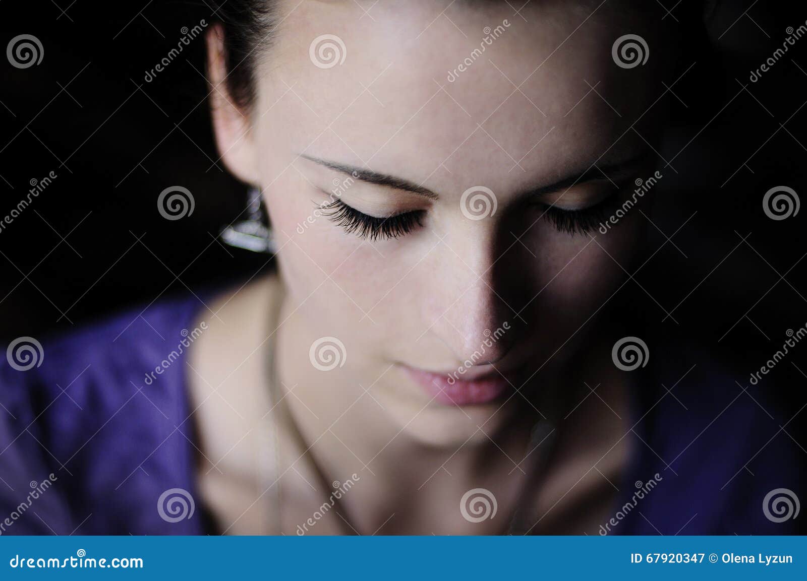 Close Up Girl Portrait with Long Lashes Stock Image - Image of healthy ...