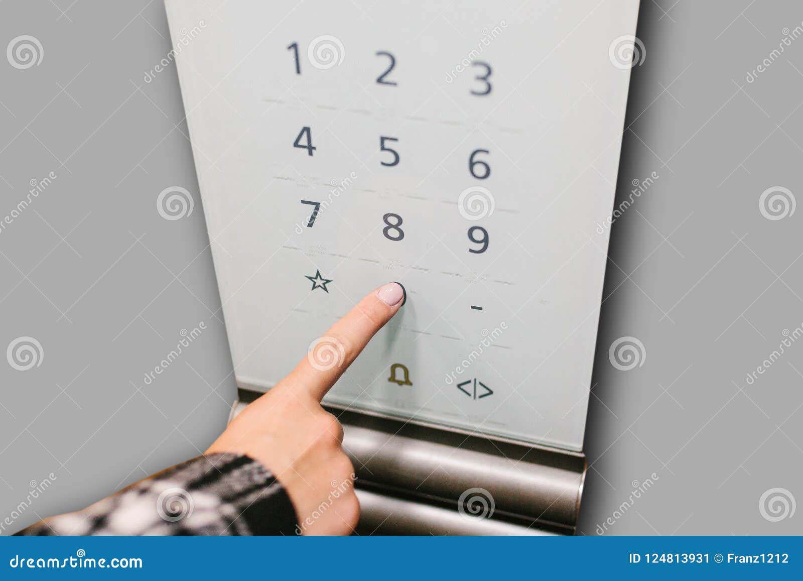 Close-up of a Girl Pressing a Touch Button in a Modern Elevator Stock ...