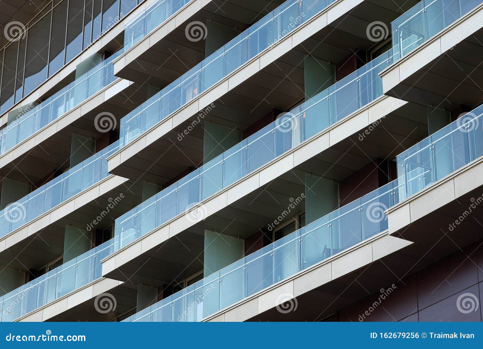 Close-up of Glass Balconies of Modern Hotel Building Stock Photo ...