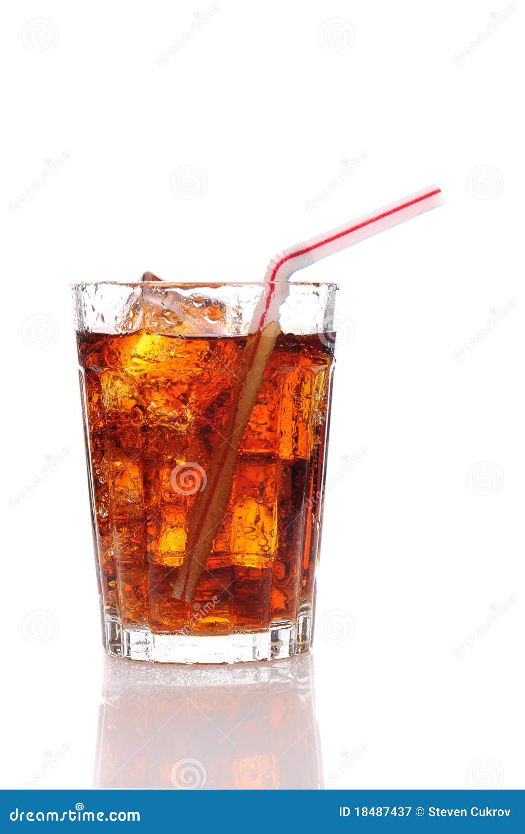 Close Up of a Glass of Cola and Ice with Straw Stock Image - Image of ...