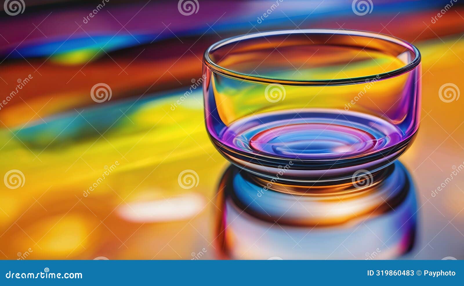 Close-Up of Glass on Table with Rainbow Diffraction Stock Illustration ...