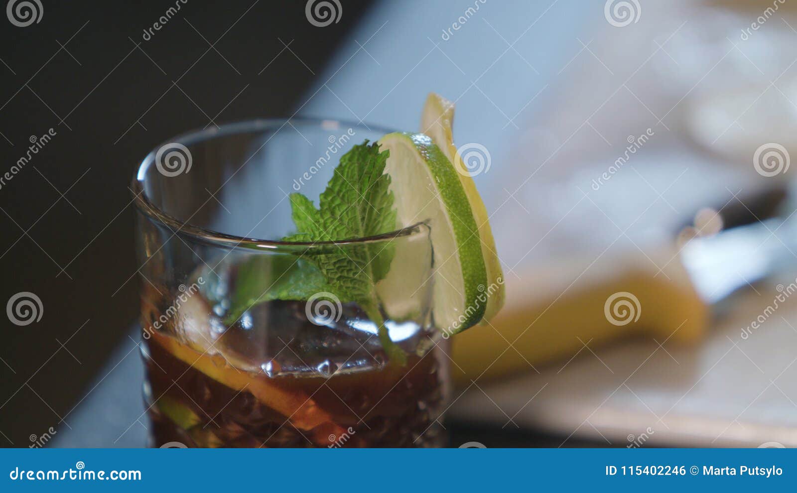 A Glass of Tea with Lemon stock photo. Image of chef - 115402246