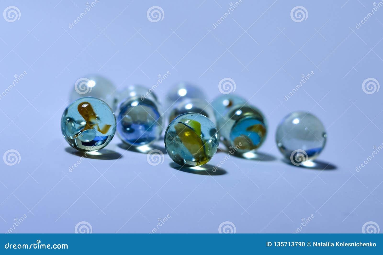 Close-up of Glass Transparent Balls with Unusual Multi-colored ...