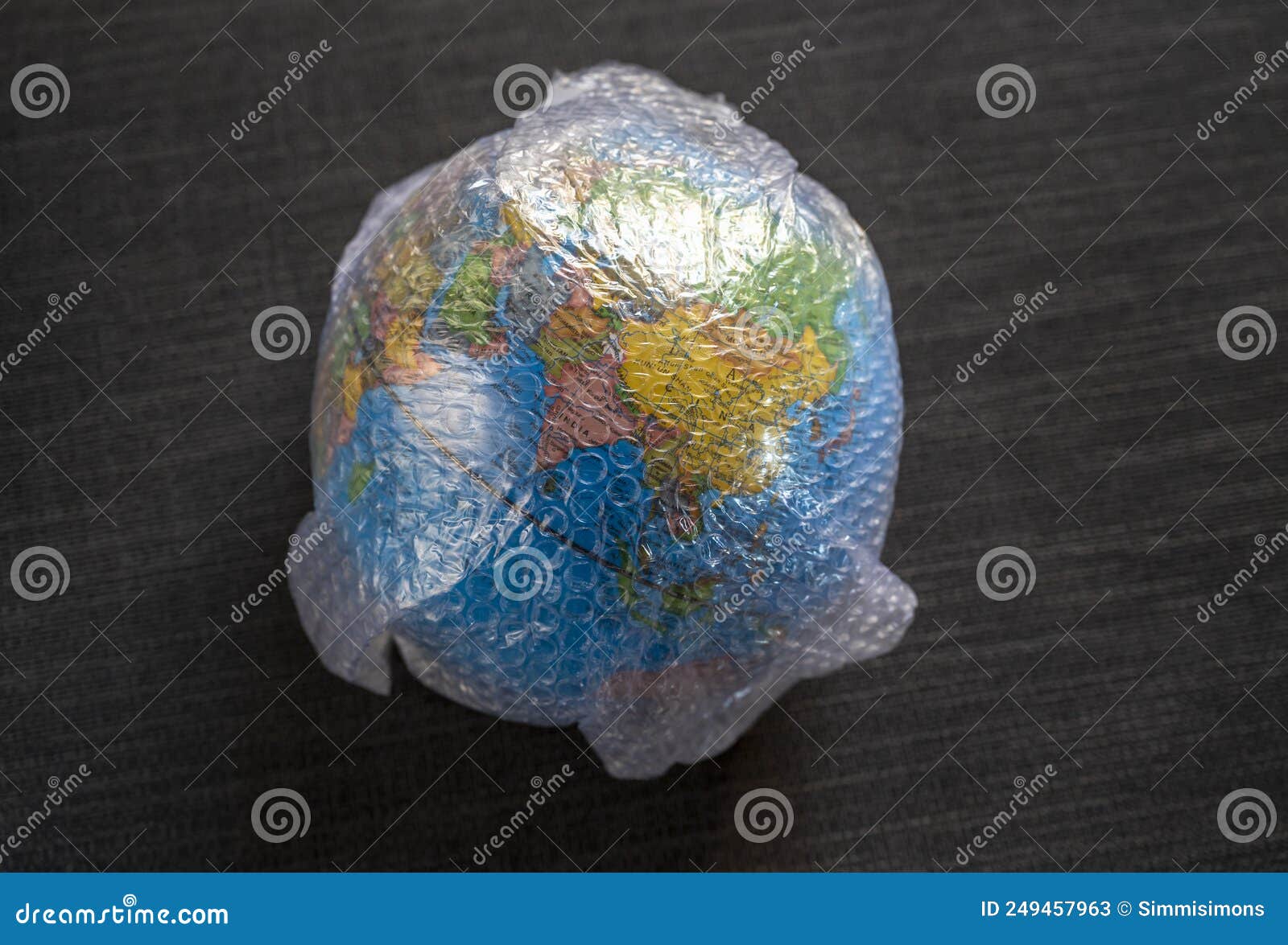Close Up of Globe Wrapped in Bubble Wrap Plastc Stock Image - Image of ...