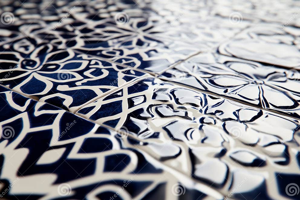 Close-up of Glossy Ceramic Tile Texture, Reflective Surface with Deep ...