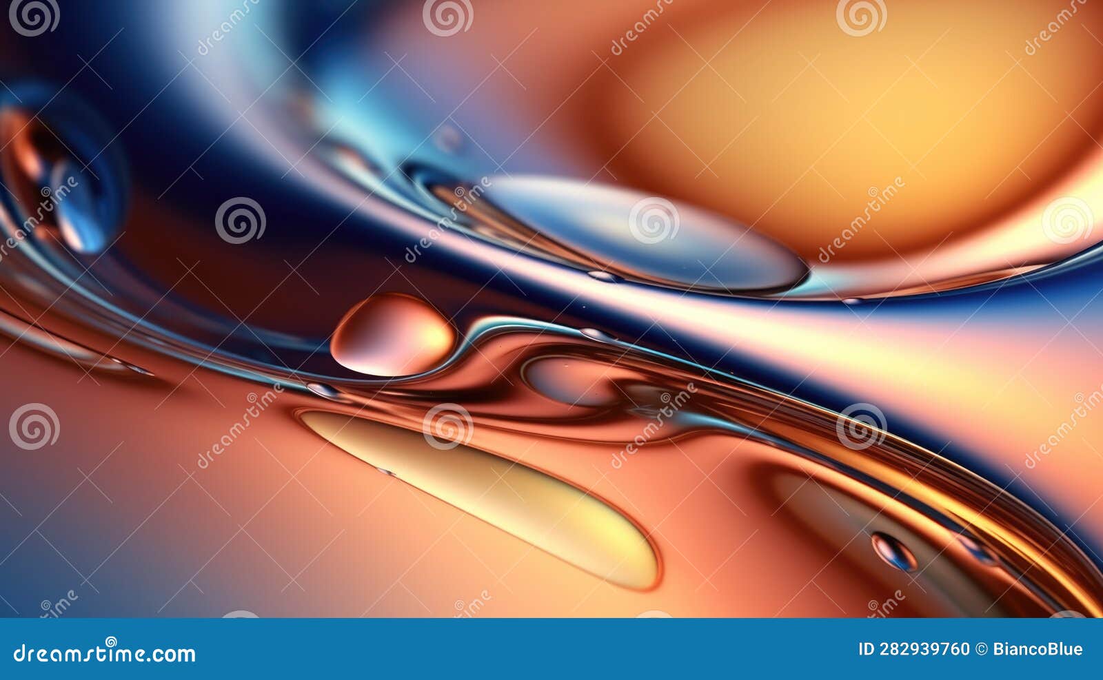 The Close Up of a Glossy Liquid Surface with a Soft Focus. Exuberant 3D ...