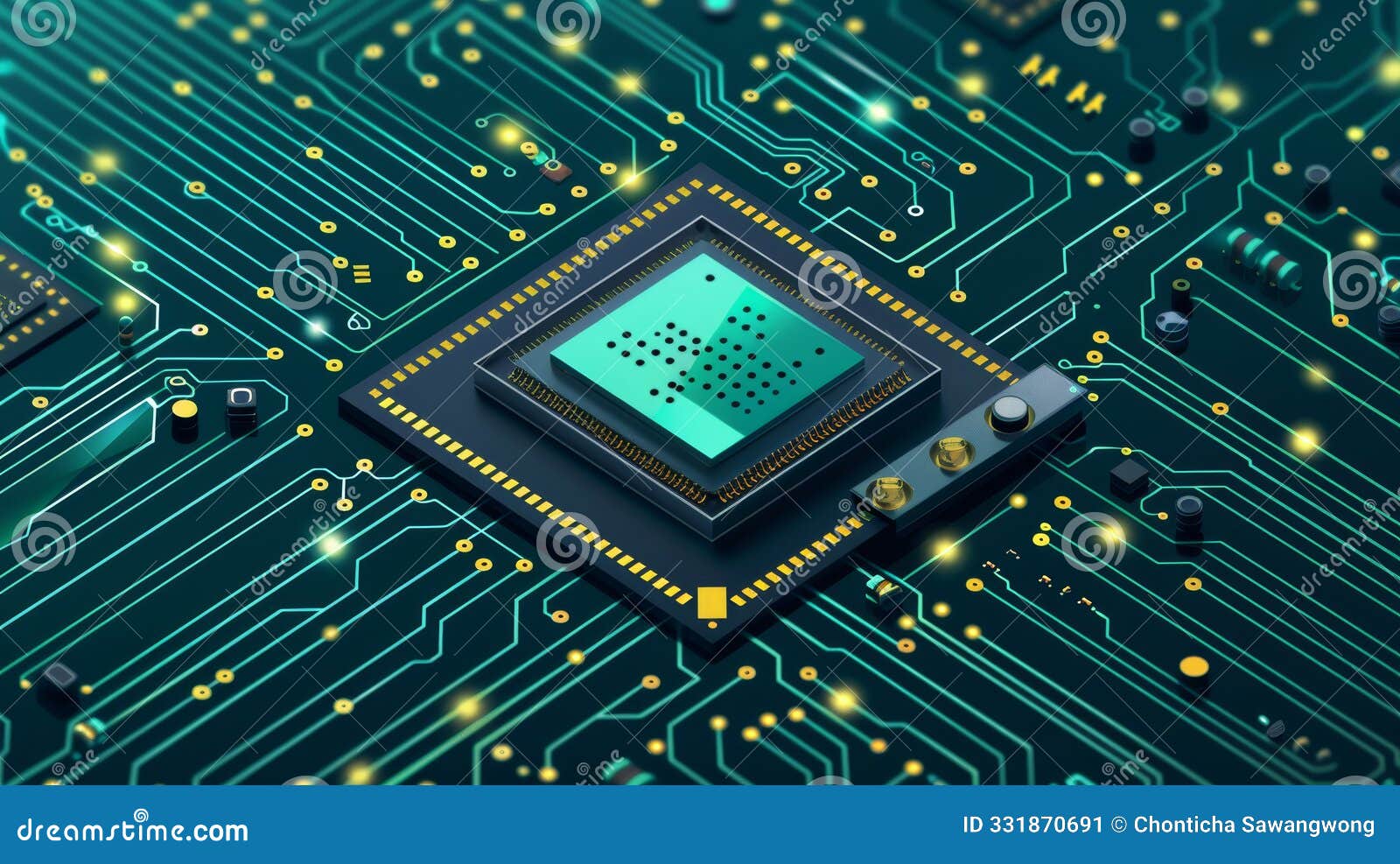 Close Up Of A Processor For Artificial Intelligence, Labeled AI ...