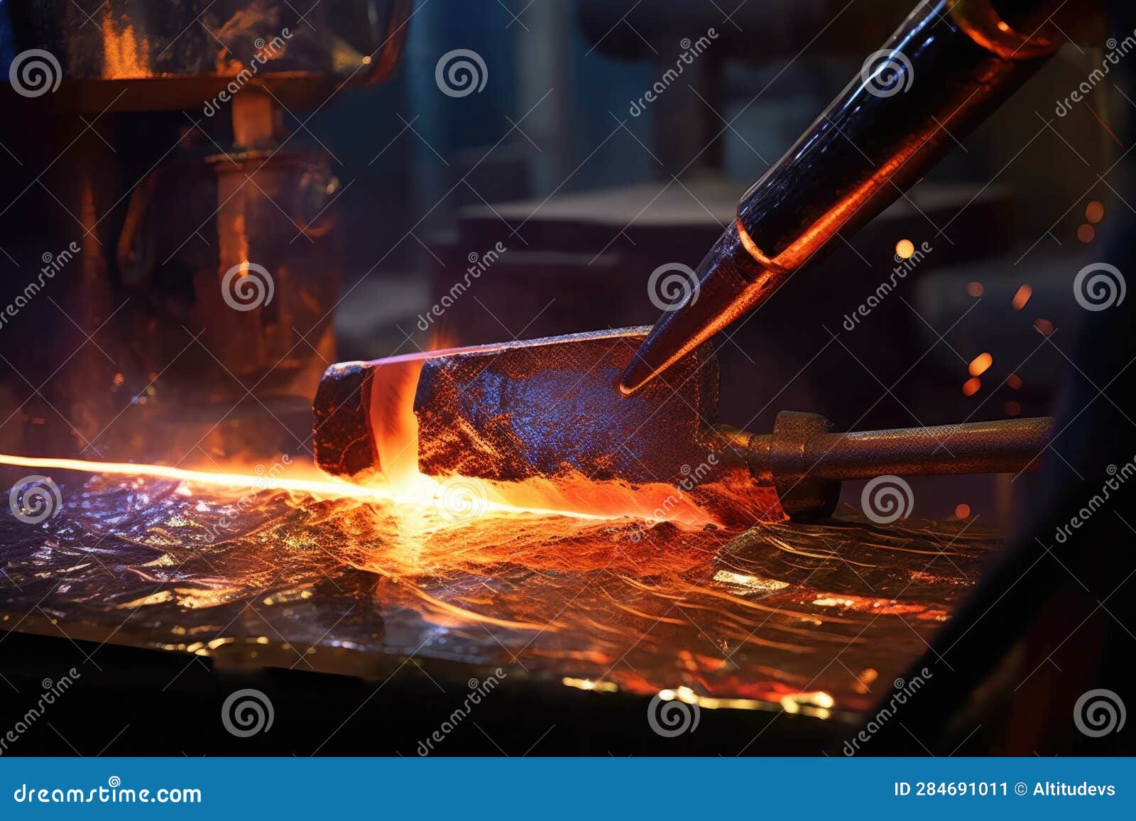 Close-up of a Glowing Hot Blade Being Forged Stock Image - Image of ...