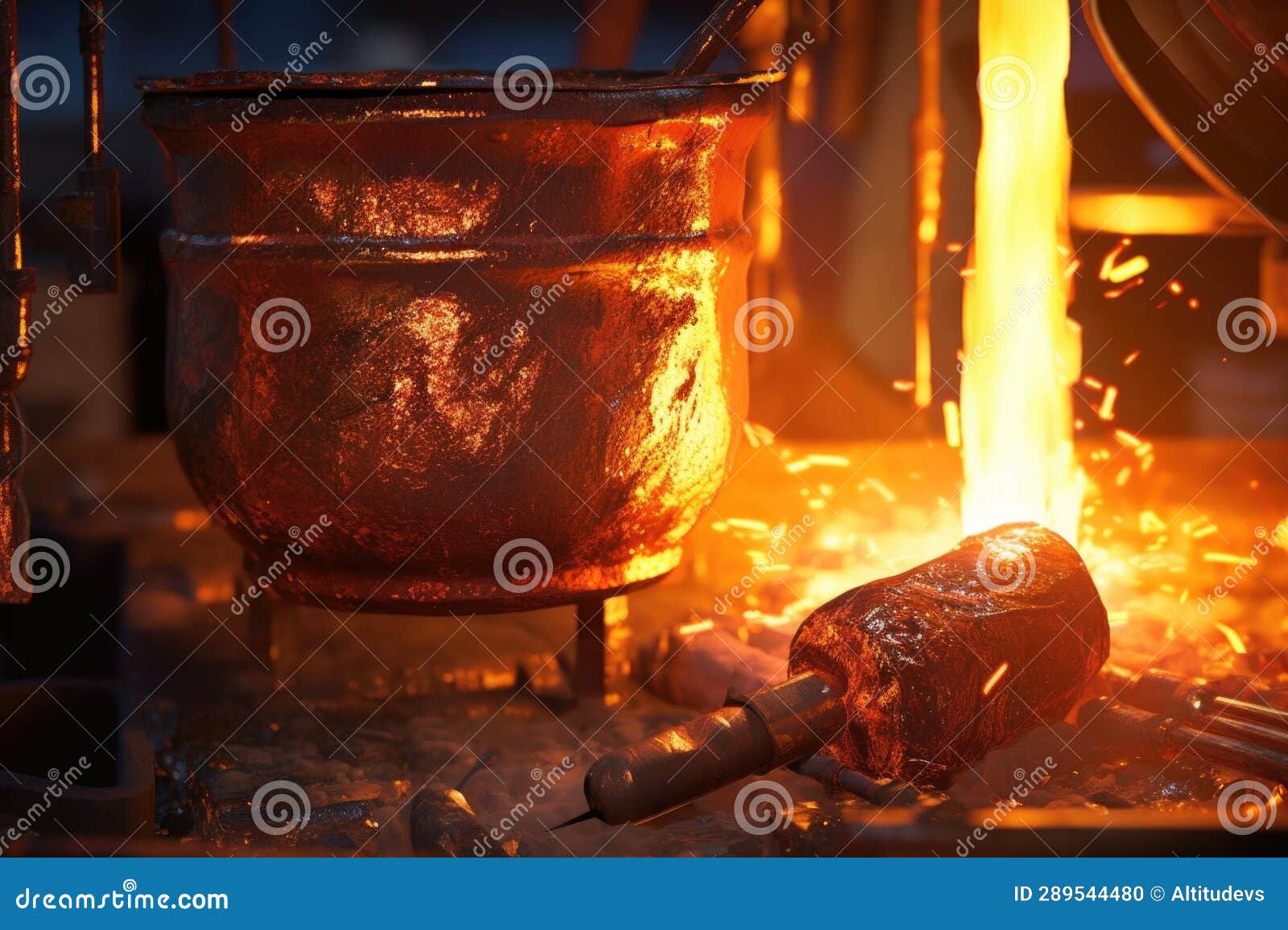 Close Up of Glowing Hot Metal in Crucible Stock Photo - Image of ...