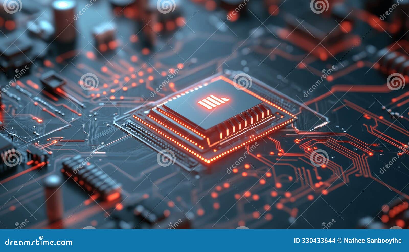 Close-Up Of A Microchip With A Symbol Stock Photography | CartoonDealer ...