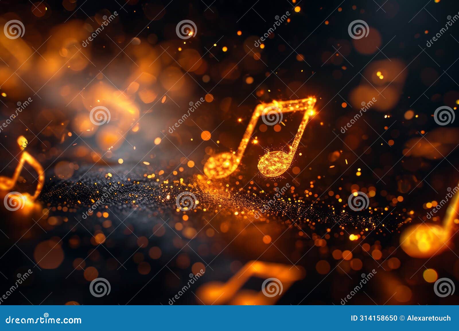 A Close Up of a Glowing Musical Note on Fire, AI Stock Illustration ...