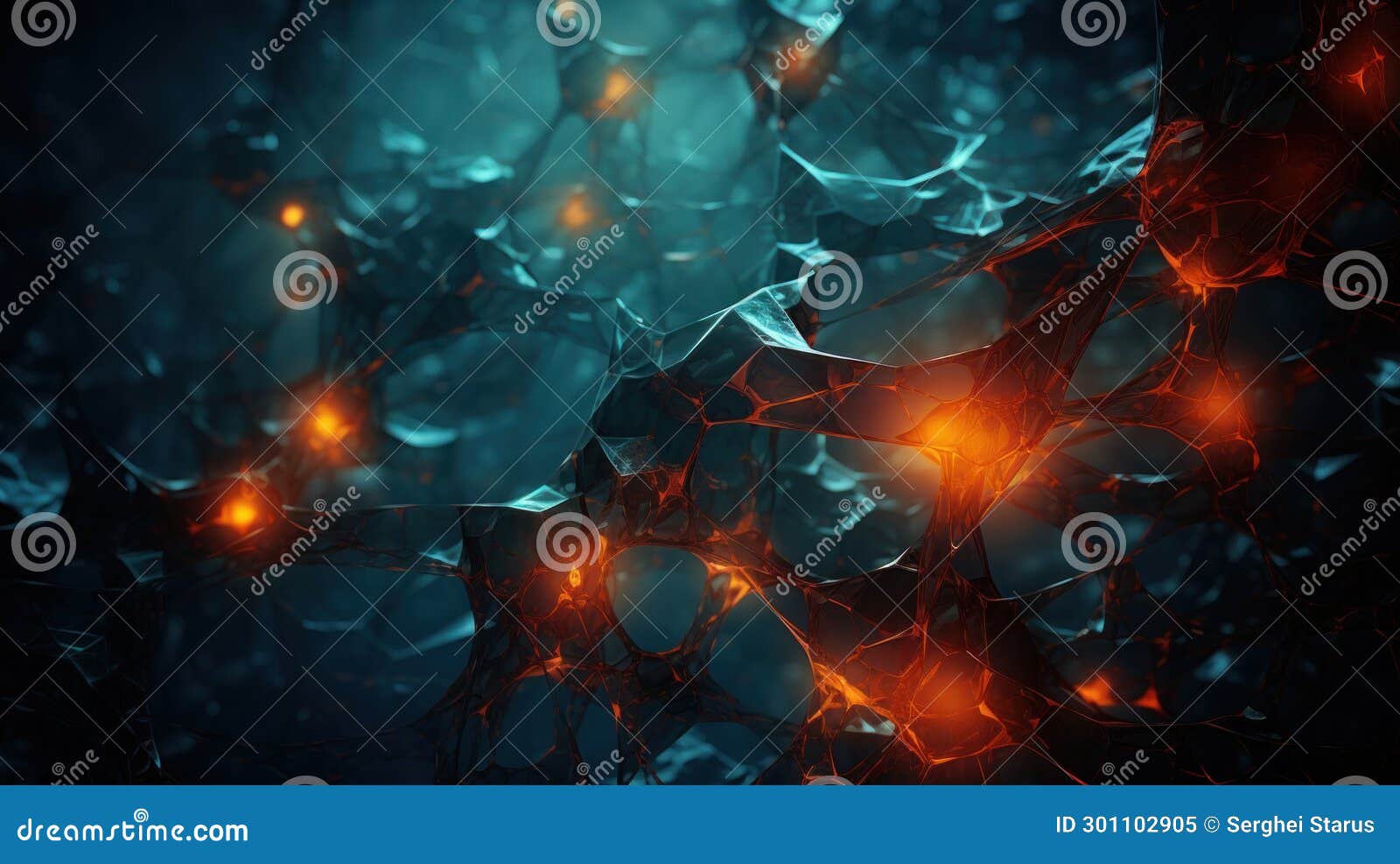 A Close Up of a Glowing Orange Cell Structure, AI Stock Illustration ...