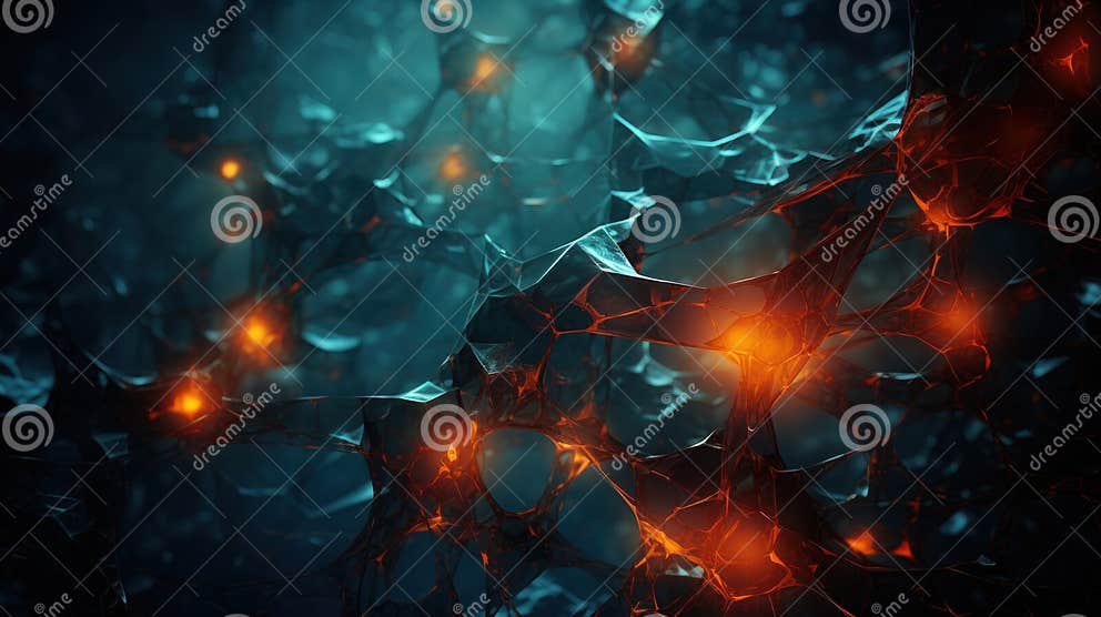 A Close Up of a Glowing Orange Cell Structure, AI Stock Illustration ...