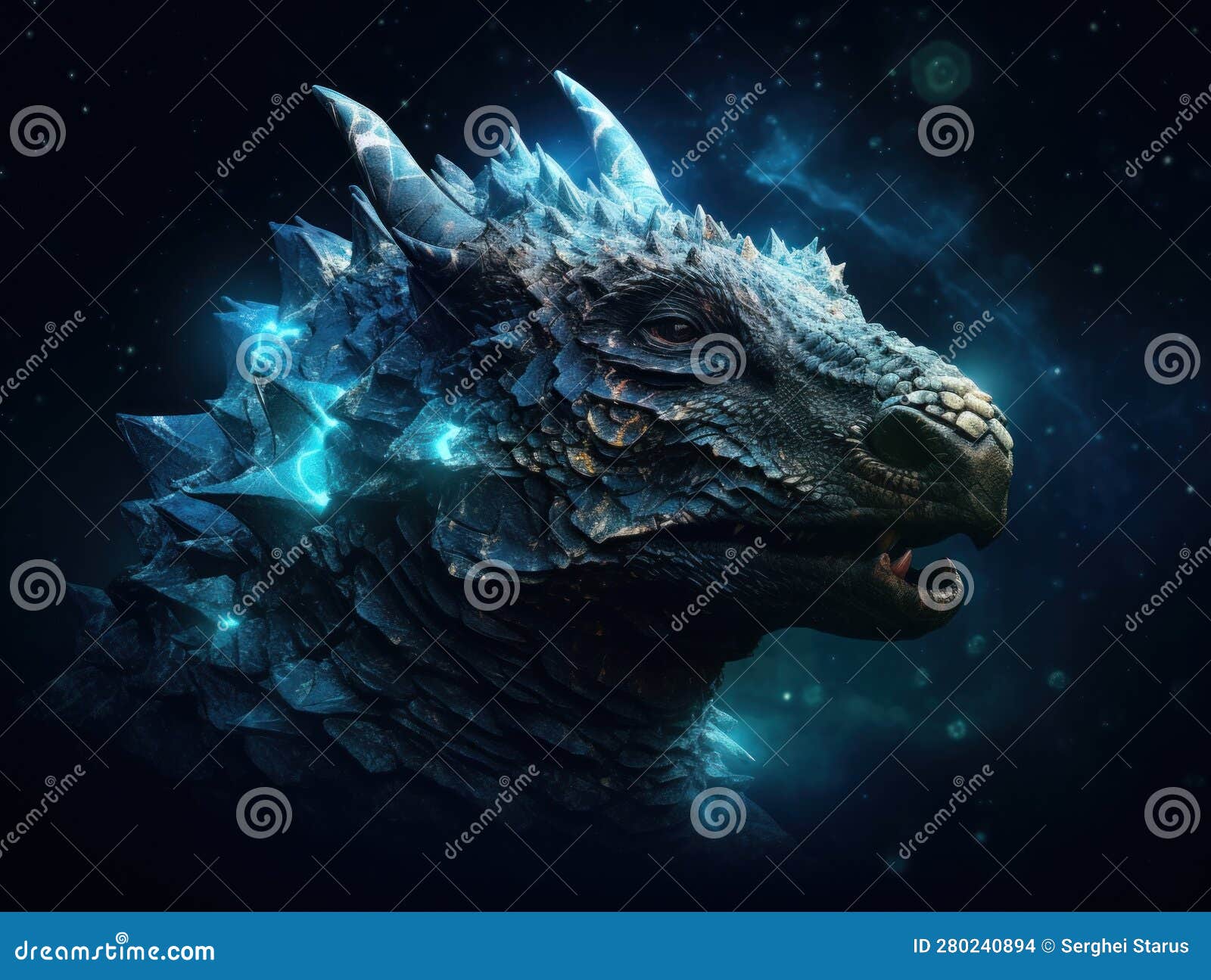 A Close Up of a Godzilla Like Creature. Generative AI Image. Stock ...