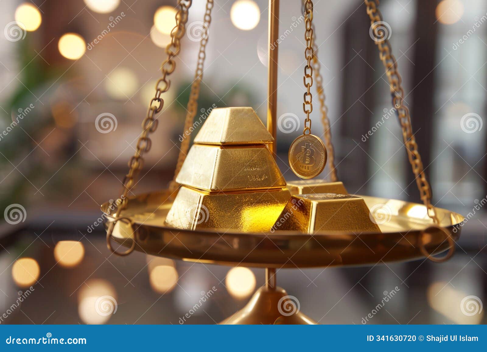 Gold Bars on a Scale stock illustration. Illustration of investment ...