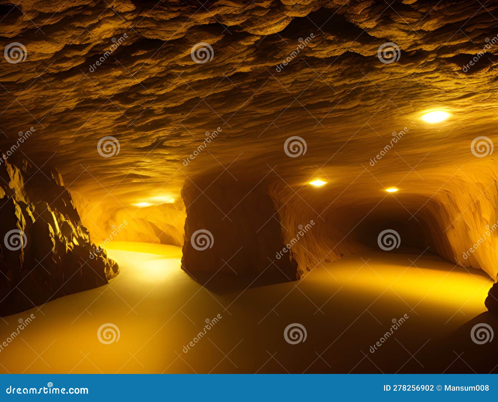 Close Up Gold Cave Background, AI Generated Stock Illustration ...