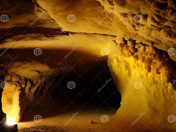 Close Up Gold Cave in the Mountain, Ai Generated Stock Image - Image of ...