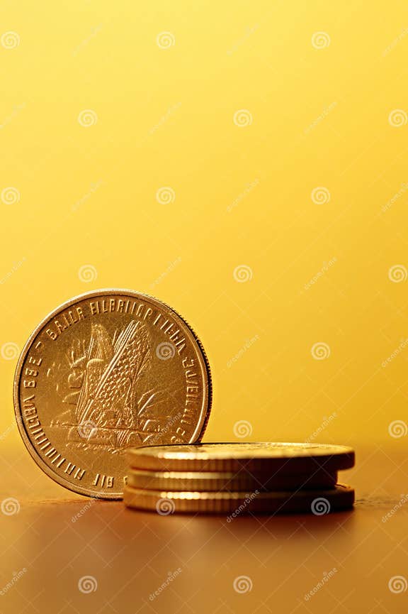 Close-up of a Gold Coin on Solid Colored Background AI Generated Stock ...