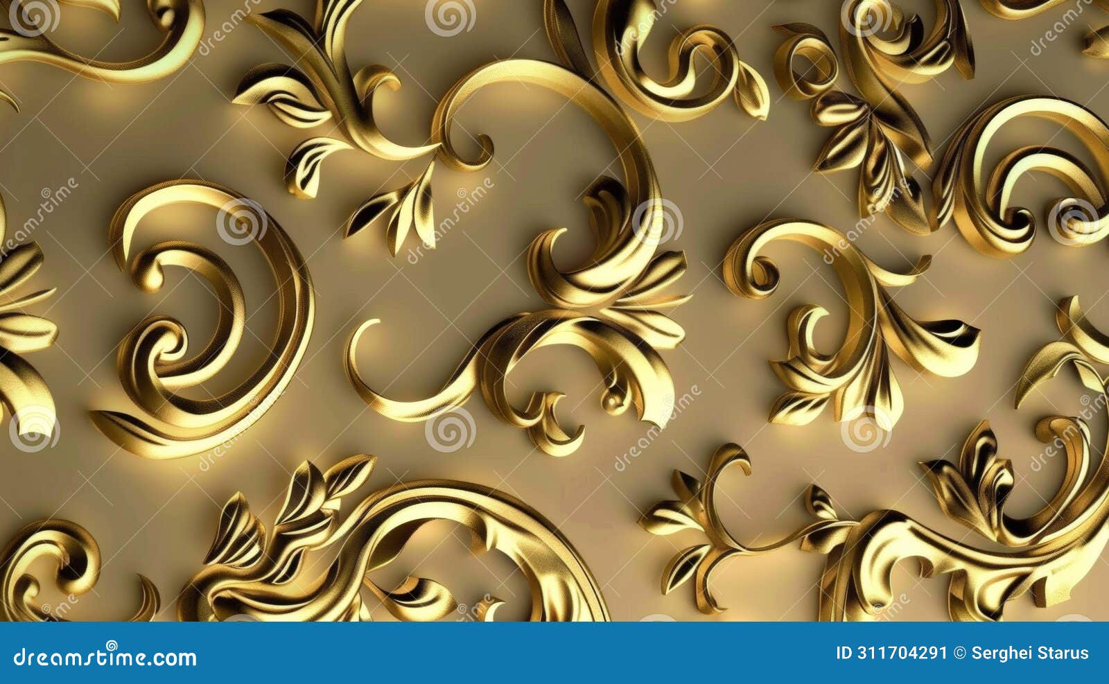 A Close Up of a Gold Decorative Pattern on the Wall, AI Stock Image ...