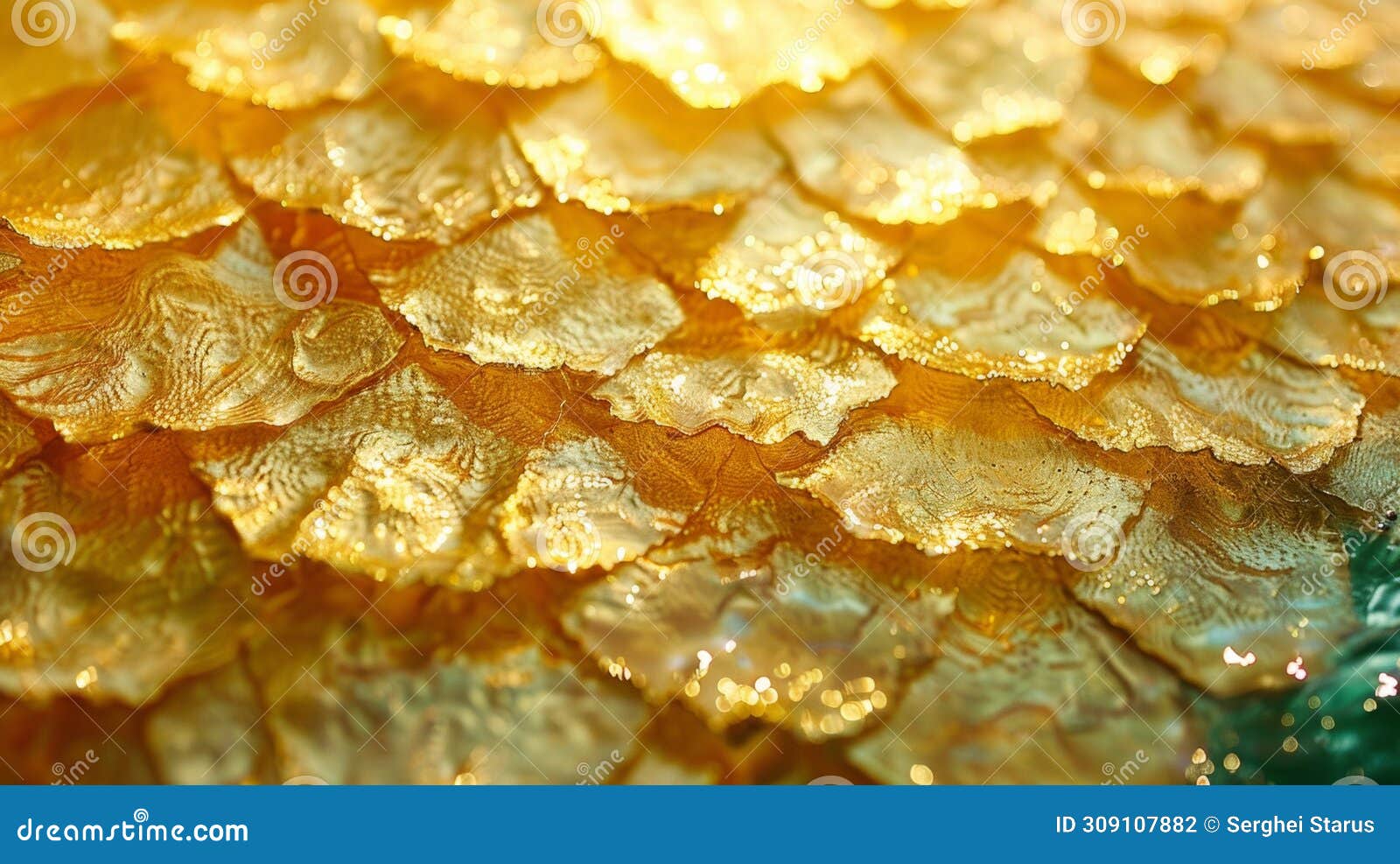 A Close Up of a Gold Leafed Fish Scale Pattern on the Surface, AI Stock ...