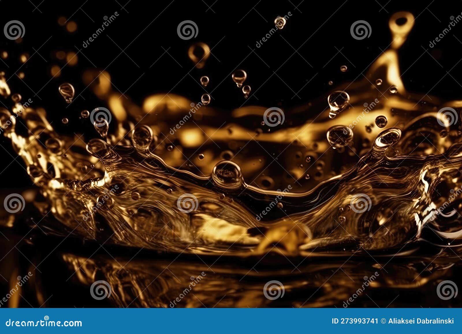 Close-up of Gold Splashes on a Black Background Stock Illustration ...
