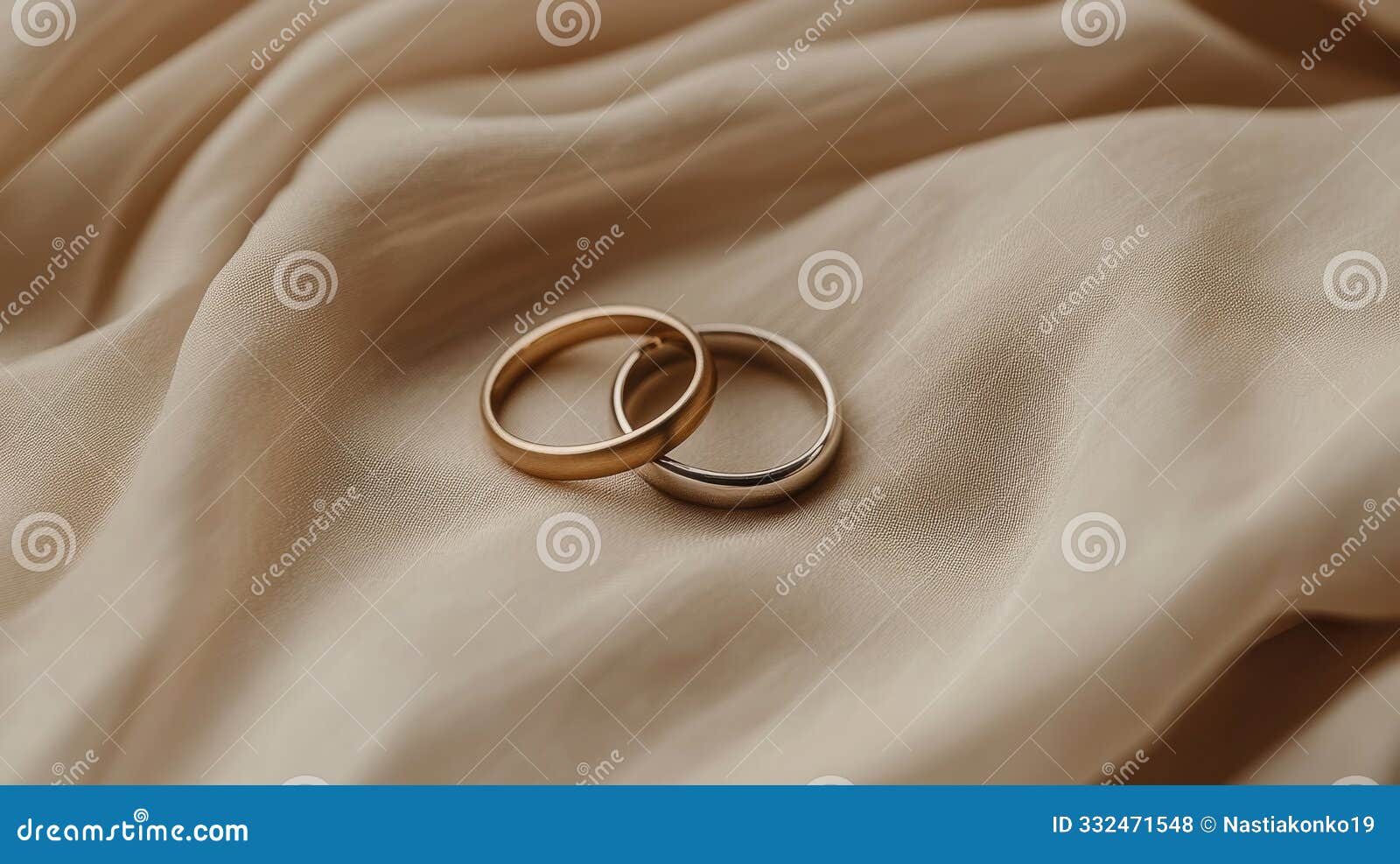 Close-up of Gold Wedding Rings on Beige Fabric, Symbol of Love and ...