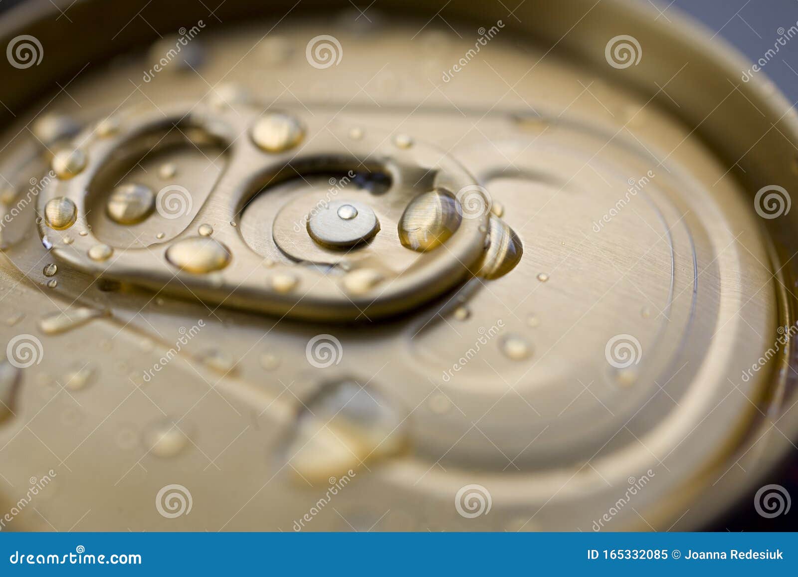 Close-up of a Golden Can of Soda with Cold Water Dots Stock Image ...