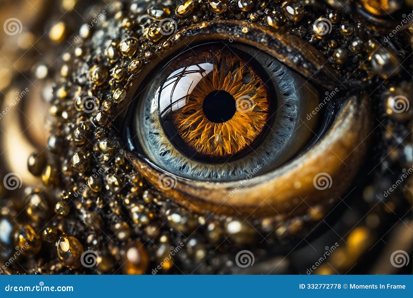 Close-up Of A Dragon Eye With Intricate Scales And A Green, Glowing ...
