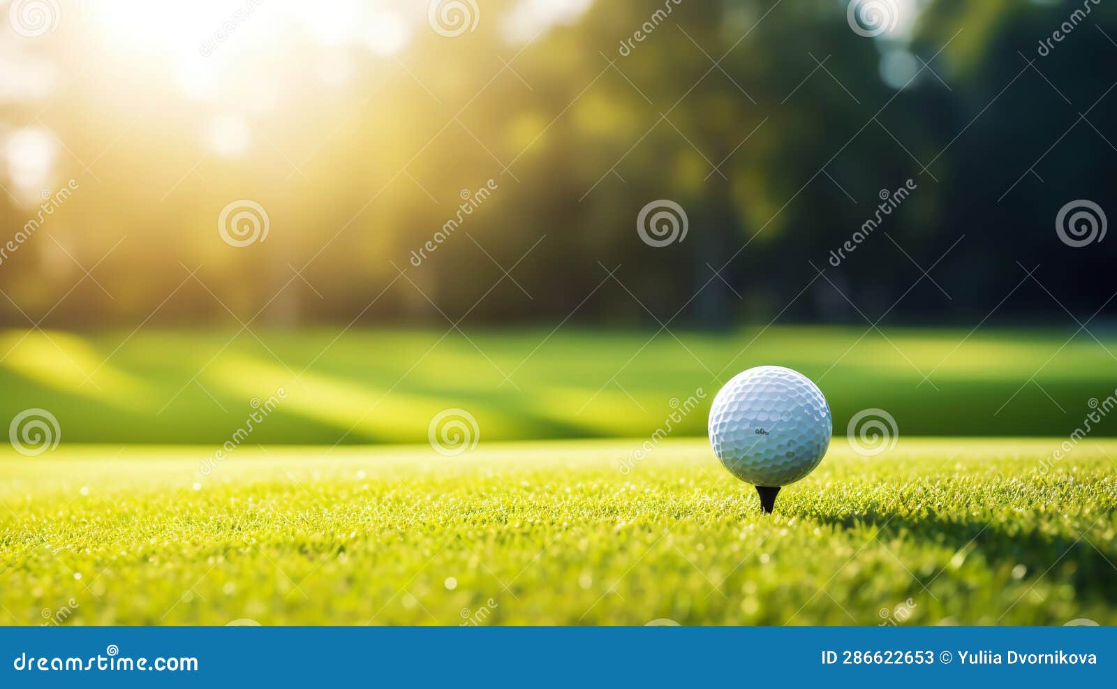 Close-up of Golf Ball on Green Grass of Golf Course, Sunny Day, Blurred ...