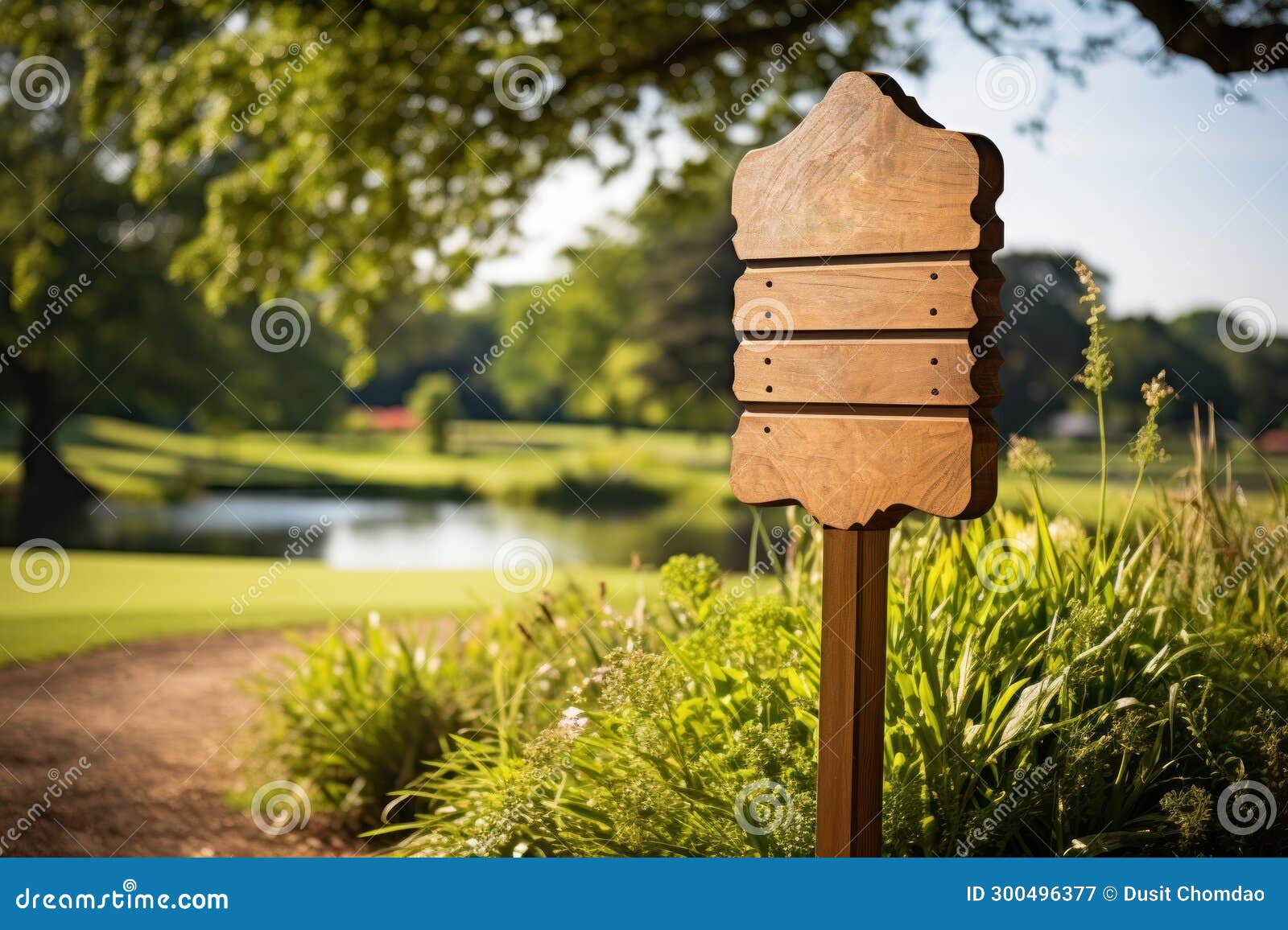 Close Up Golf Course Wooden Wayfinding Signage Board. Generative AI ...