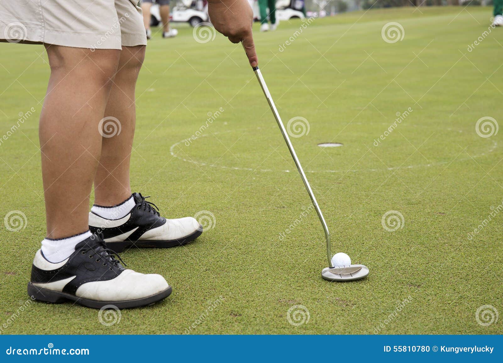 Close Up Golf Player Putting Ball Stock Photo - Image of stroke, white ...