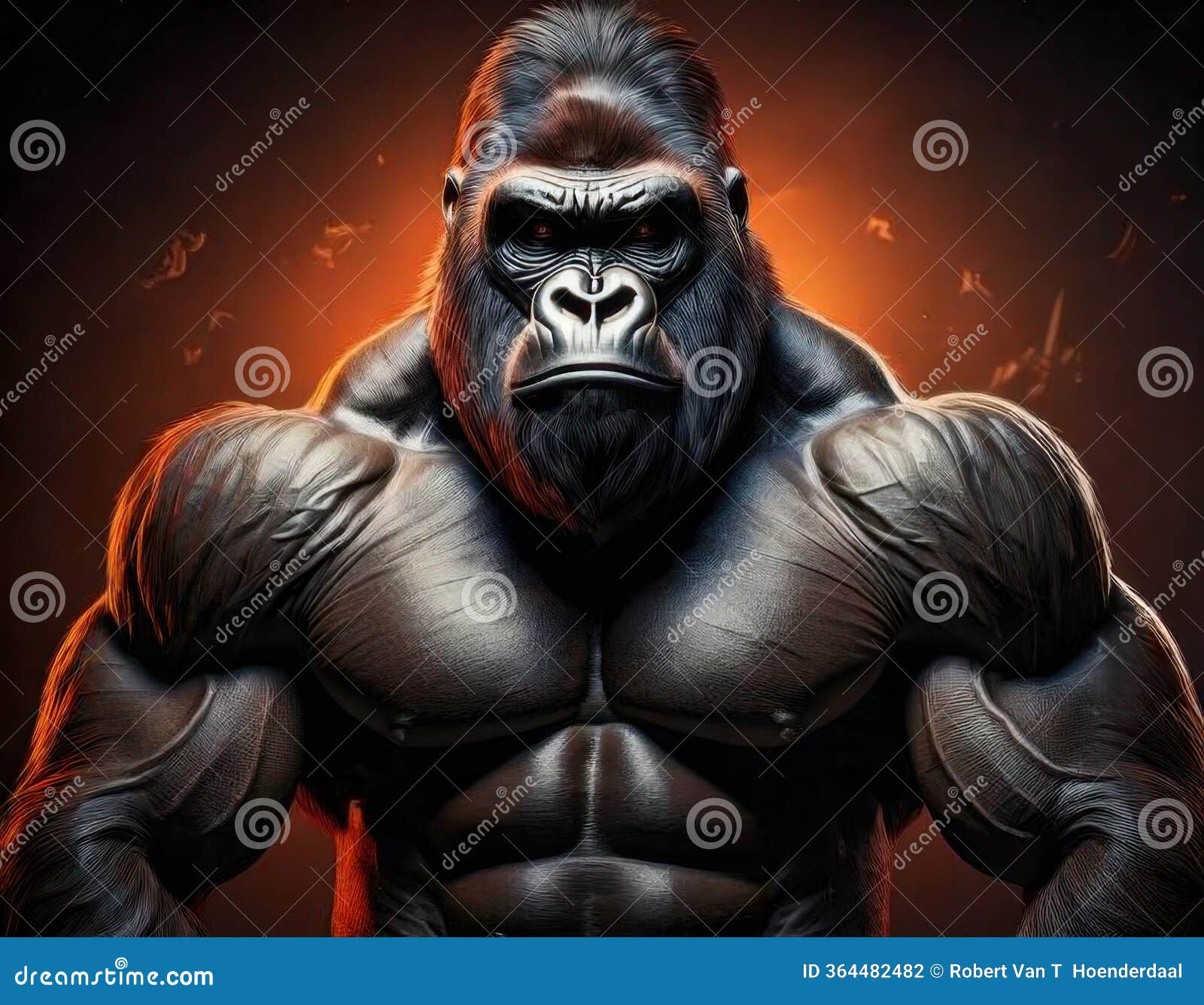 Gorilla Bodybuilder. Strong Black Monkey With Big Muscles. Athlete Wild ...